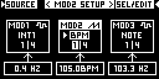 MOD SETUP SCREEN